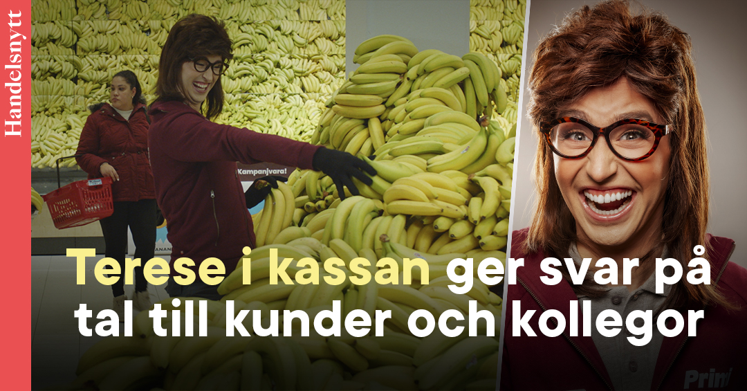 Terese i kassan ger svar på tal till kunder och kollegor i matbutiken ...